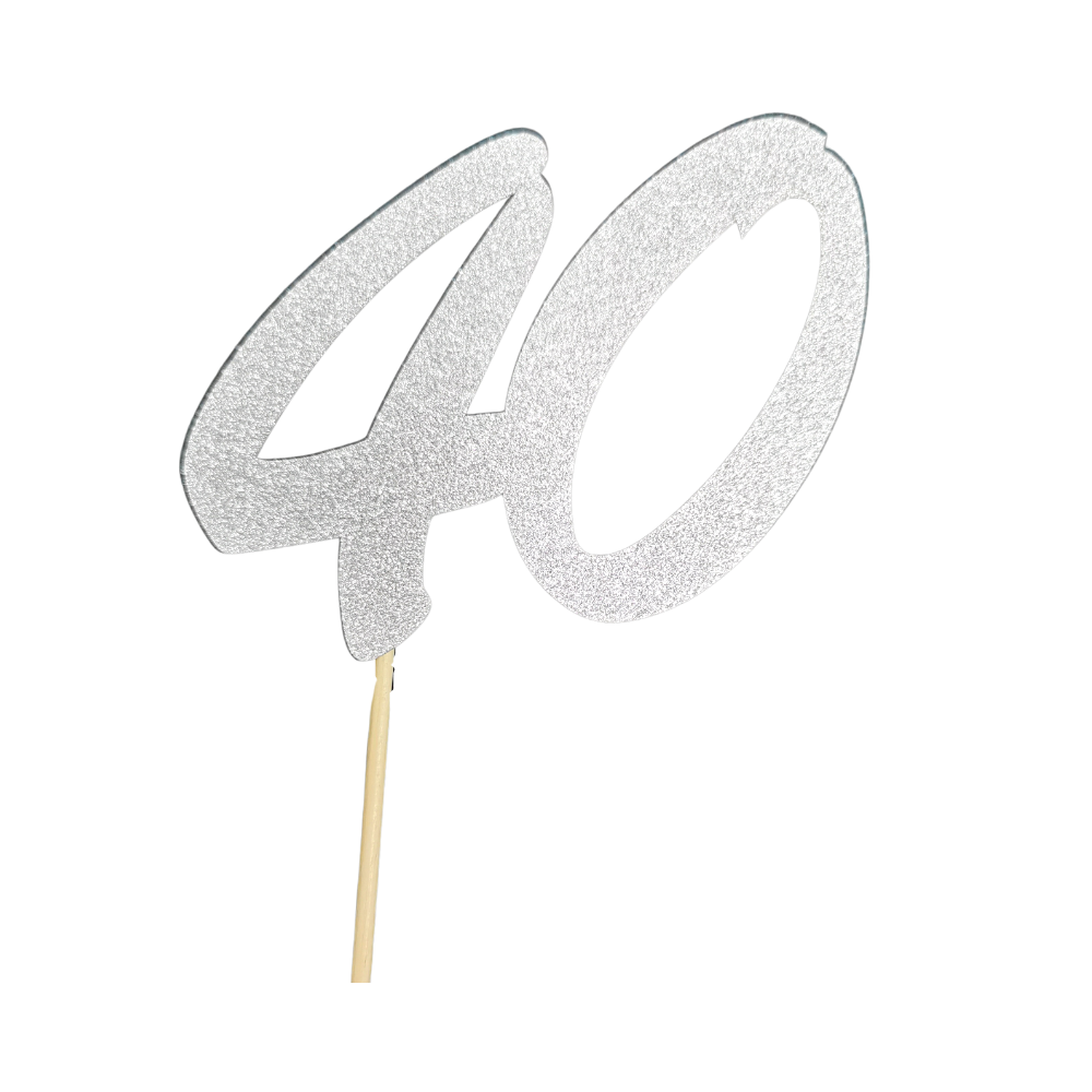 Topper za tortu broj 40 srebrni | DALIA