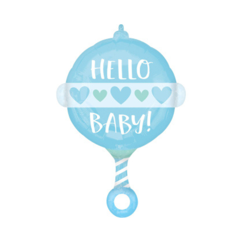 Balon folija zvečka Hello Baby plava 43x60 cm | DALIA