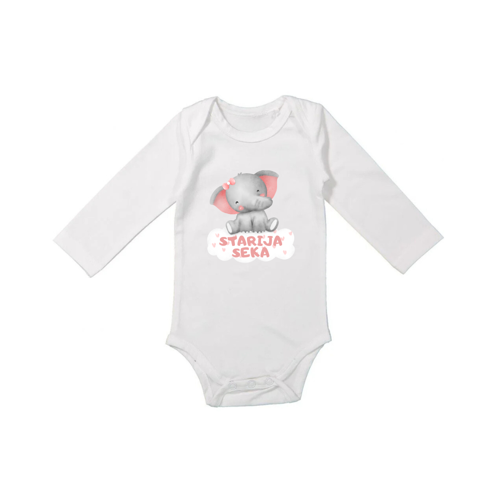 Bijeli body s tiskom "Starija seka" | DALIA